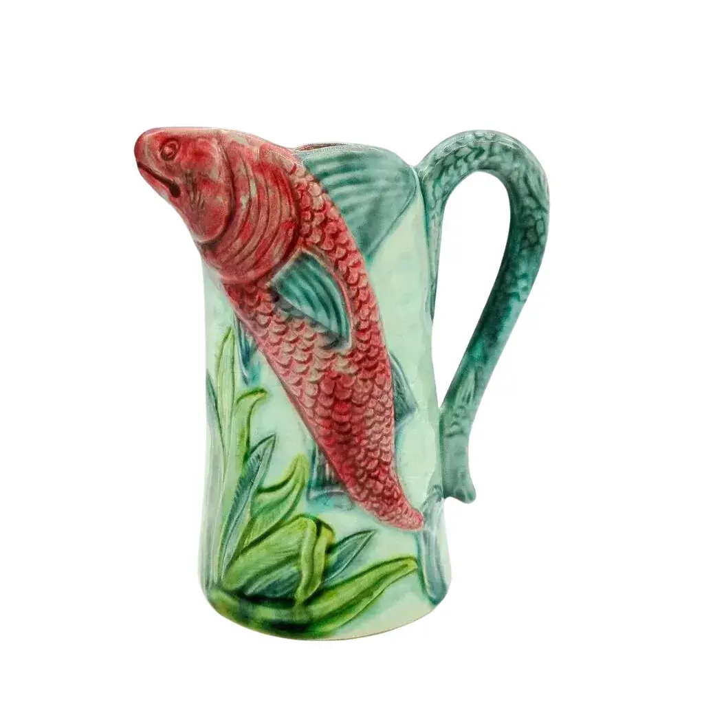 French Majolica Fish Pitcher with Eel Handle - Auction Daily