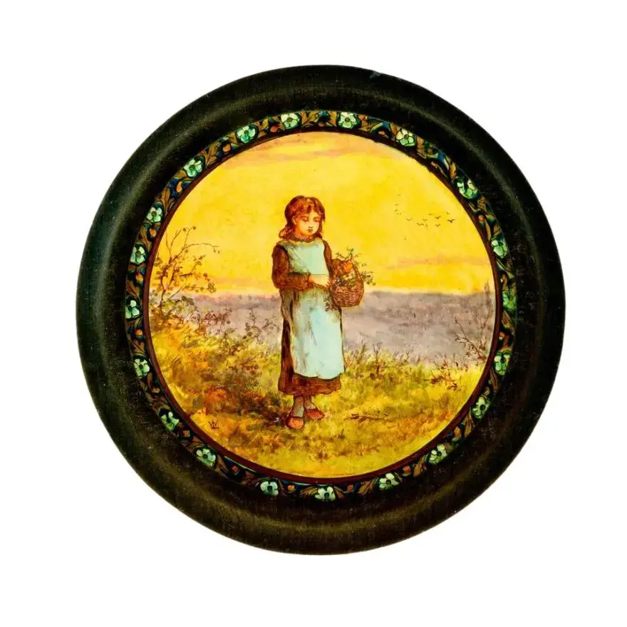 Doulton Lambeth Linnie Watt Framed Faience Charger - Auction Daily