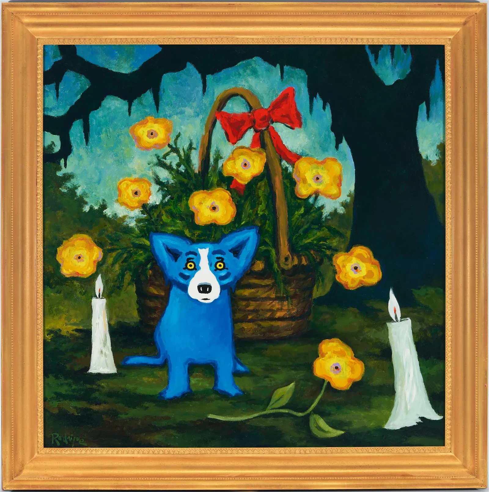 George Rodrigue Blue Dog Painting, Louisiana Sunday Morning - Auction Daily