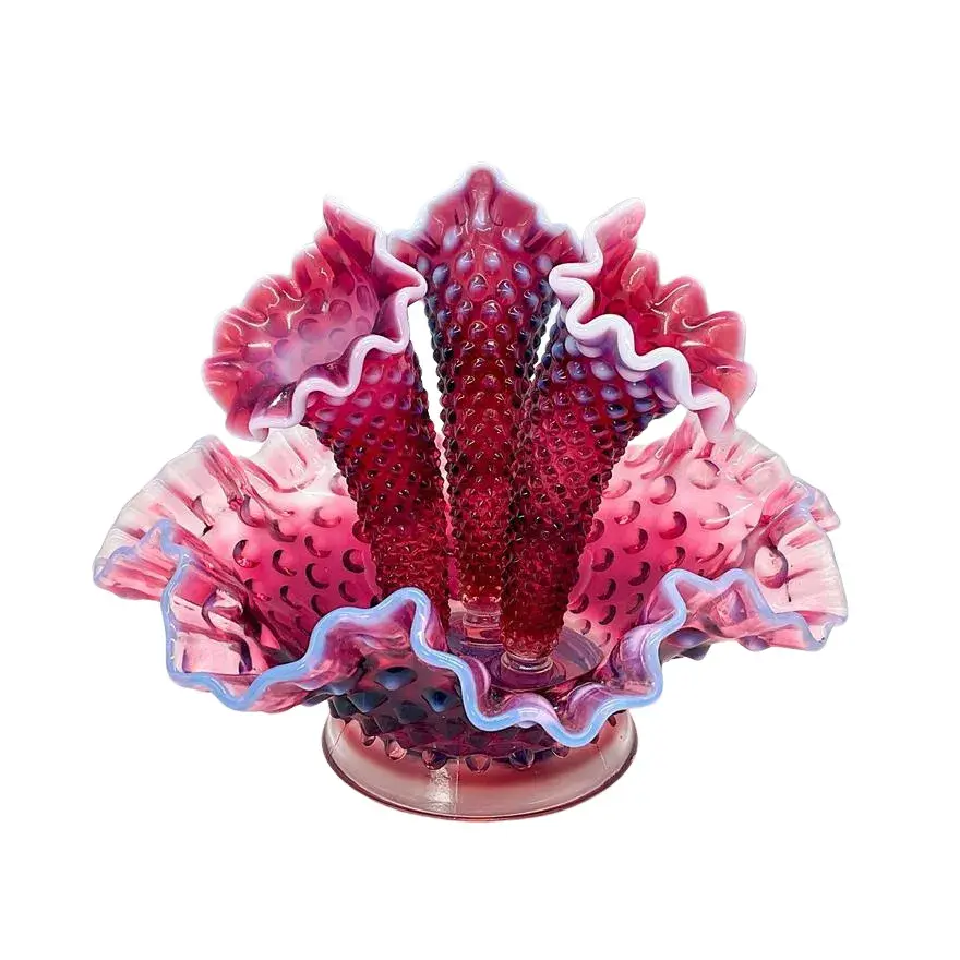 Rare Fenton Plum Opalescent Hobnail Epergne - Auction Daily